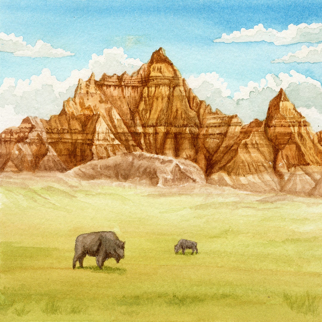Badlands National Park Watercolor Print - Etsy