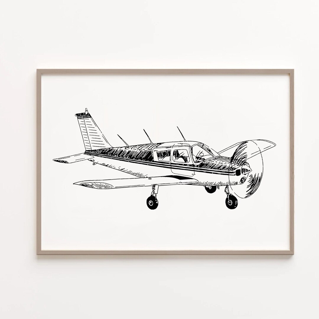 Piper Cherokee Airplane Sketch Art Print: Aviation Decor (digital ...