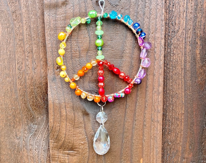 Peace Sign Sun Catcher Boho Hippie Decor Gift for Her | Etsy