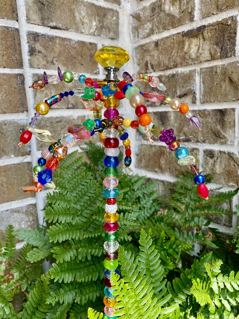 Palm Tree Beaded Garden Stake Garden Sparkler Glass Sun - Etsy