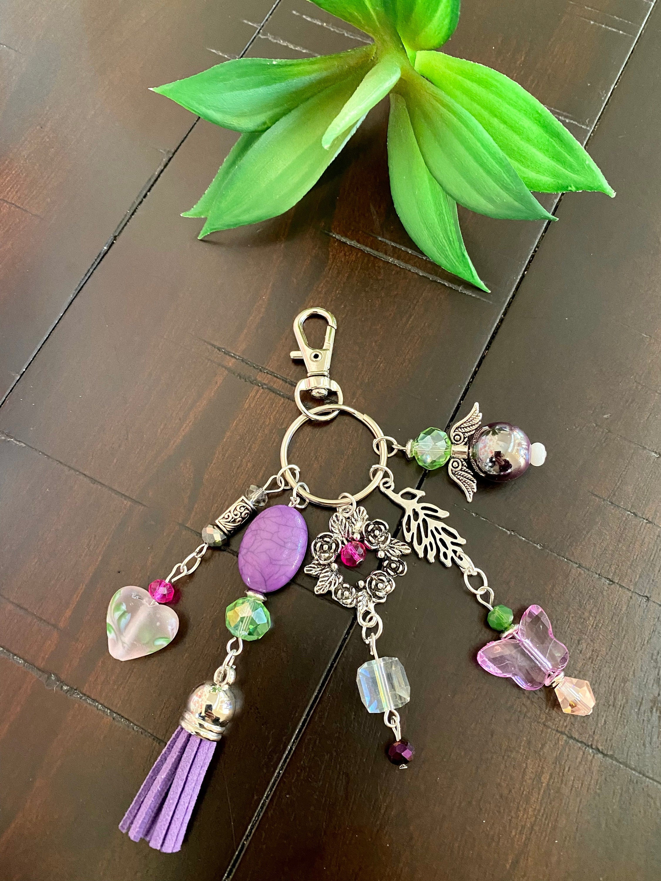 Spring Purse Charm, Beaded Key Fob, Summer Keychain, Bag Charm Pull ...