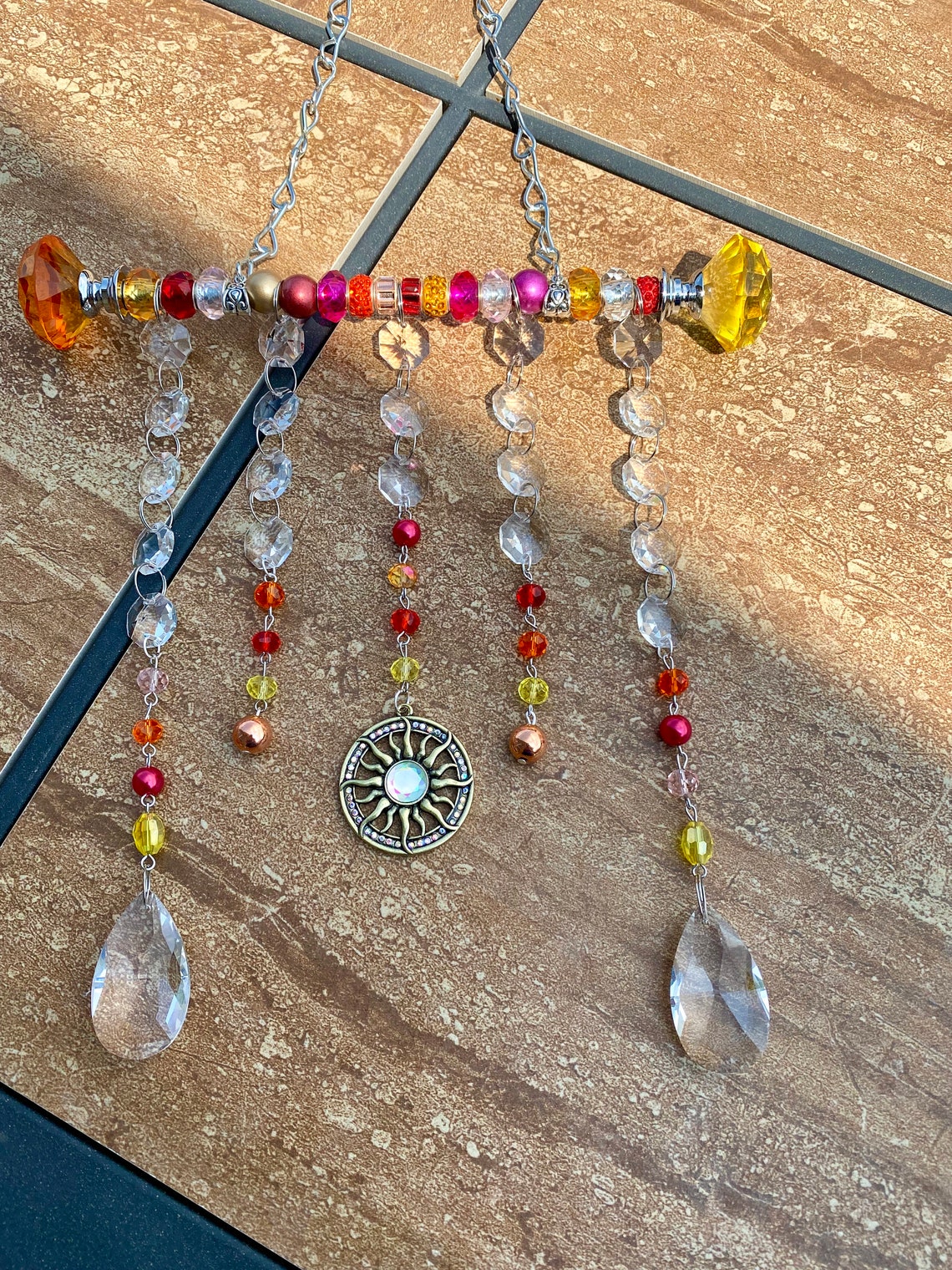 Sunset crystal suncatcher sunburst garden gift mothers day | Etsy