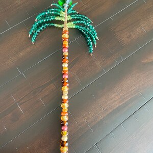 Palm Tree Beaded Garden Stake, Garden Sparkler, Glass Sun Catcher ...