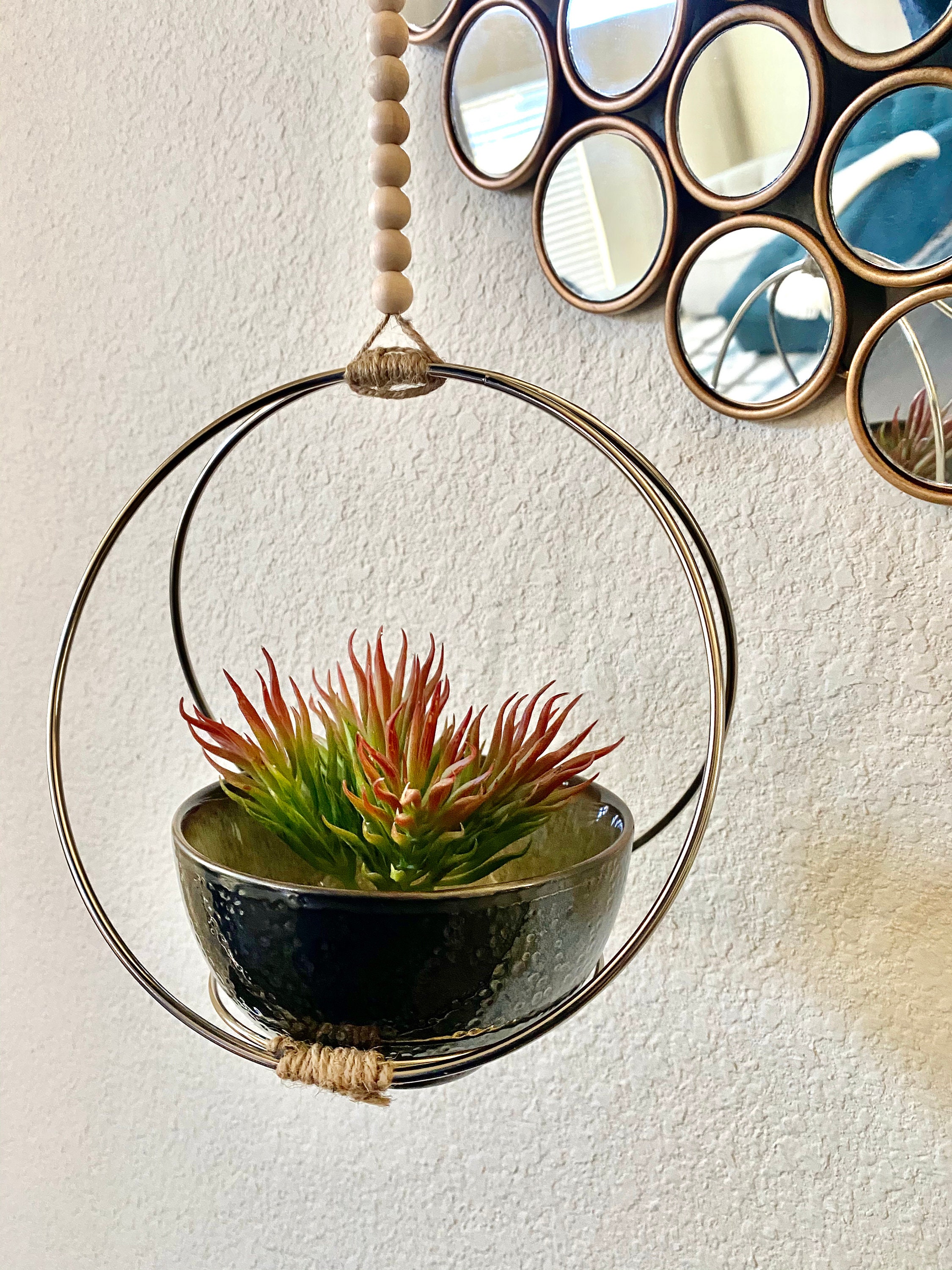 Plant hanger gift metal ring hanging planter air plant | Etsy