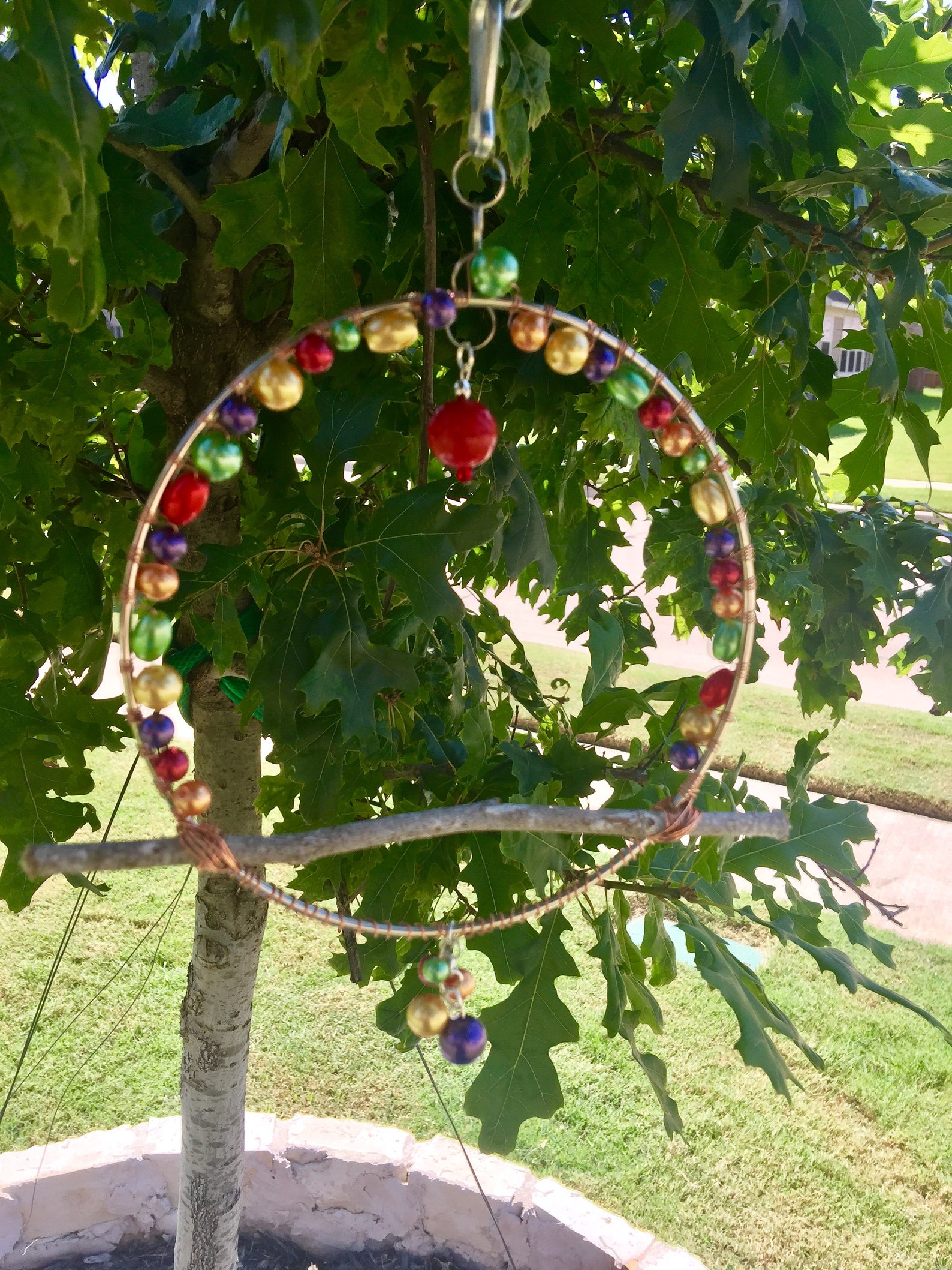 Hummingbird Swing Gift for Mom, Beaded Garden Decor, Bird Perch ...