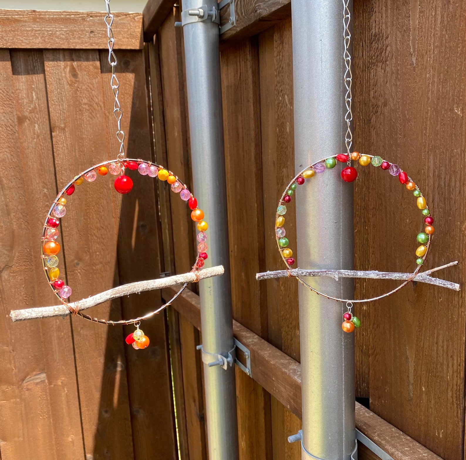 Hummingbird Swing Gift for Mom, Beaded Garden Decor, Bird Perch ...