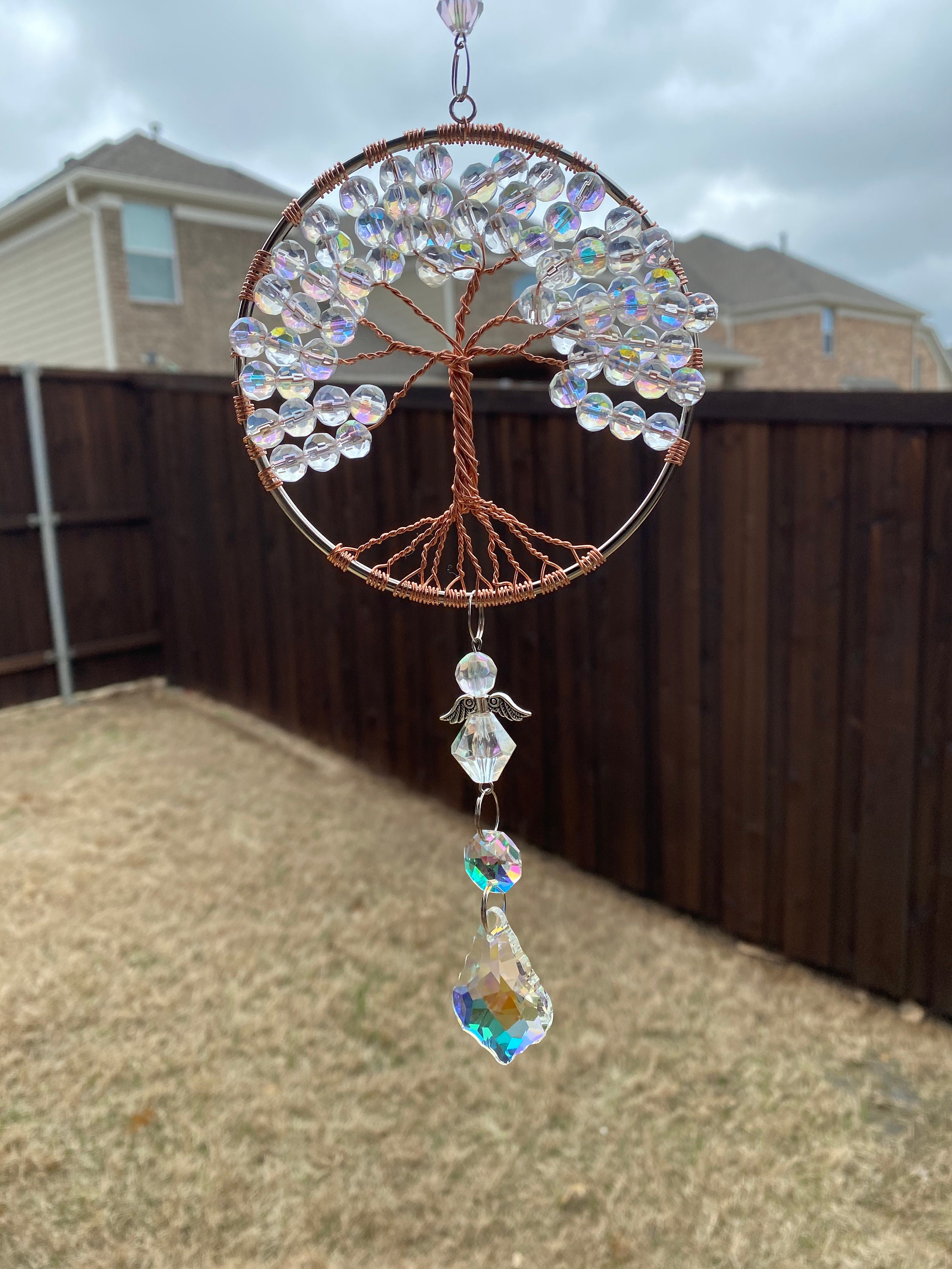 White Tree of Life Angel Sun Catcher Remembrance Gift - Etsy
