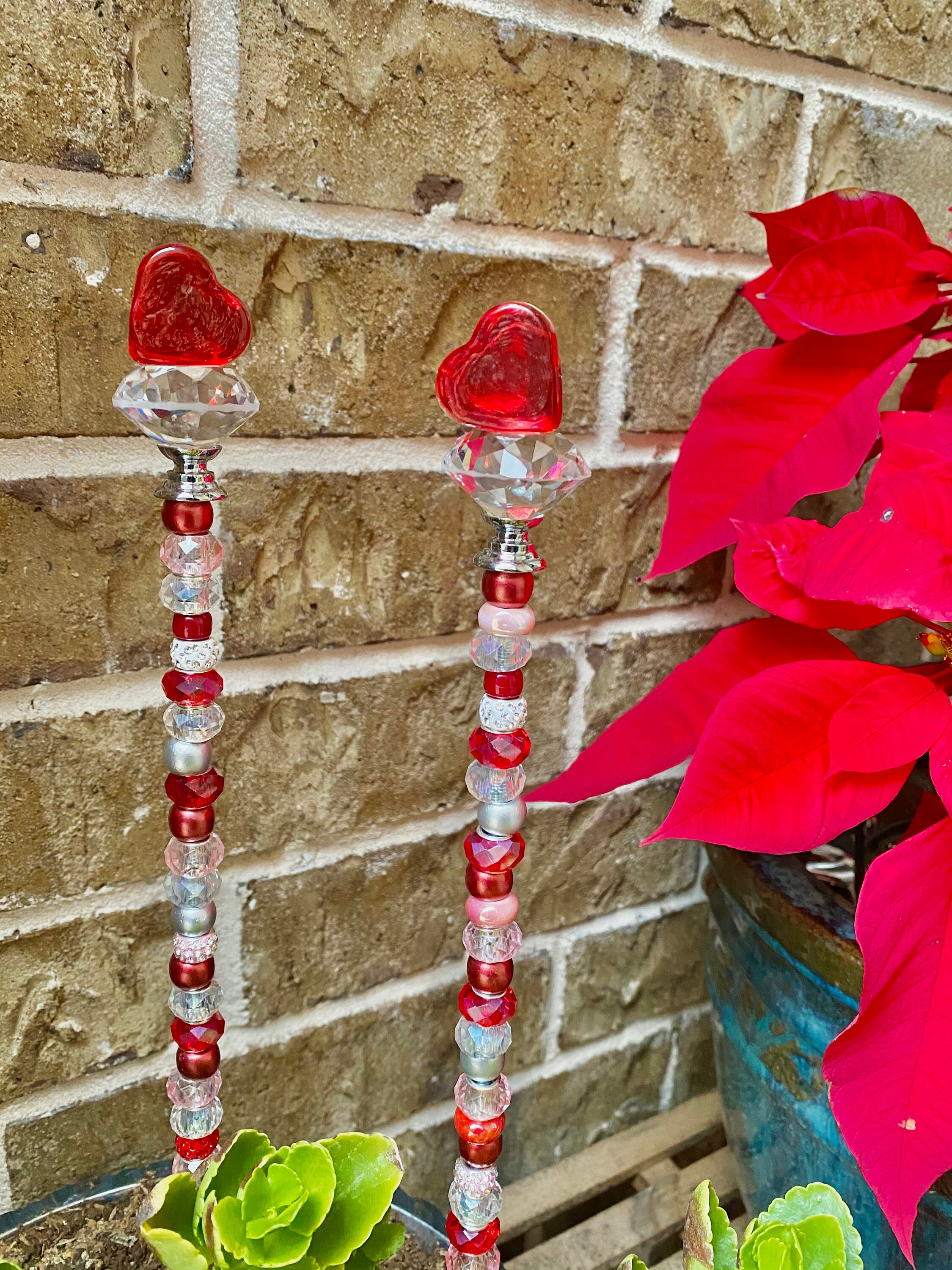 Valentine Garden Stakes Valentine Garden Decor Heart Plant | Etsy