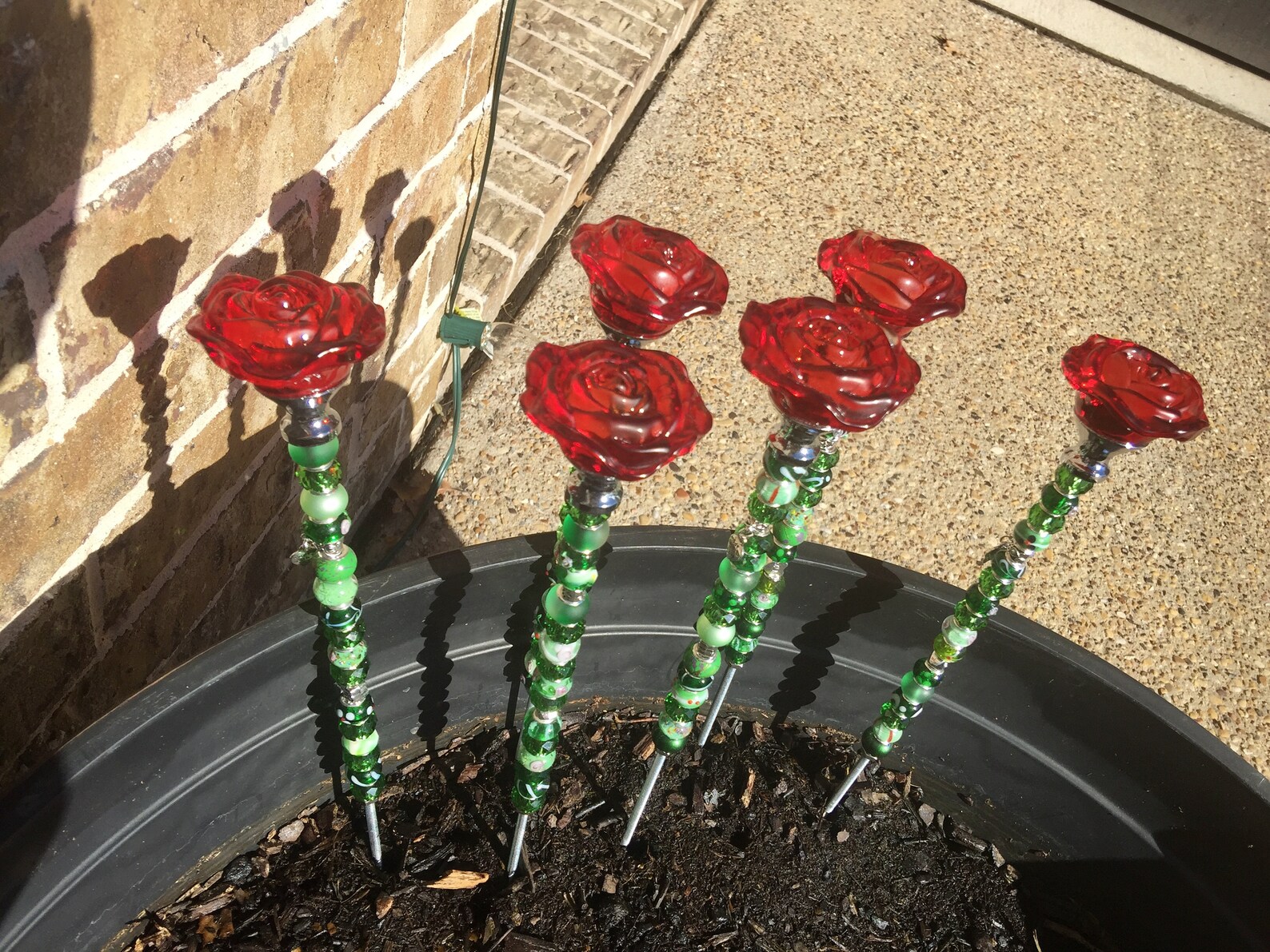 14" Rose Stakes for Garden, Garden Decor, Gift for Mom, Valentines Gift ...