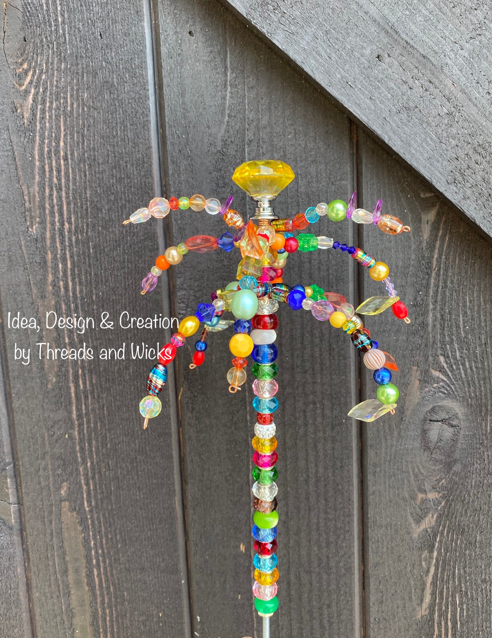 Palm Tree Beaded Garden Stake Garden Sparkler Glass Sun - Etsy