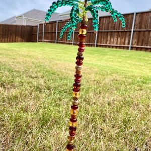 Palm Tree Beaded Garden Stake, Garden Sparkler, Glass Sun Catcher ...