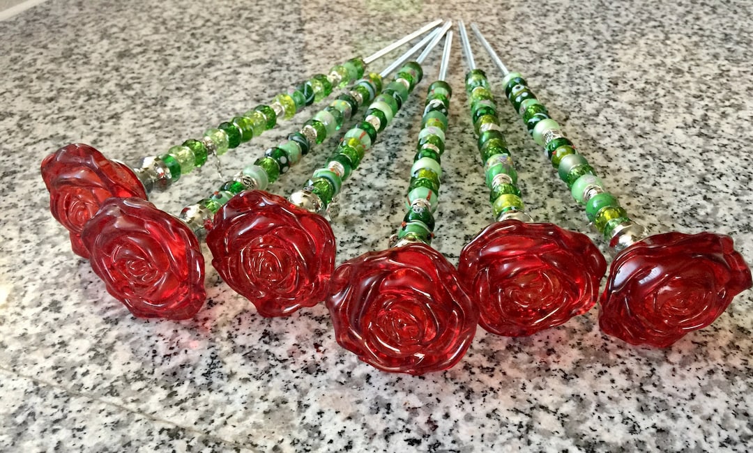 14" Rose Stakes for Garden, Garden Decor, Gift for Mom, Valentines Gift ...
