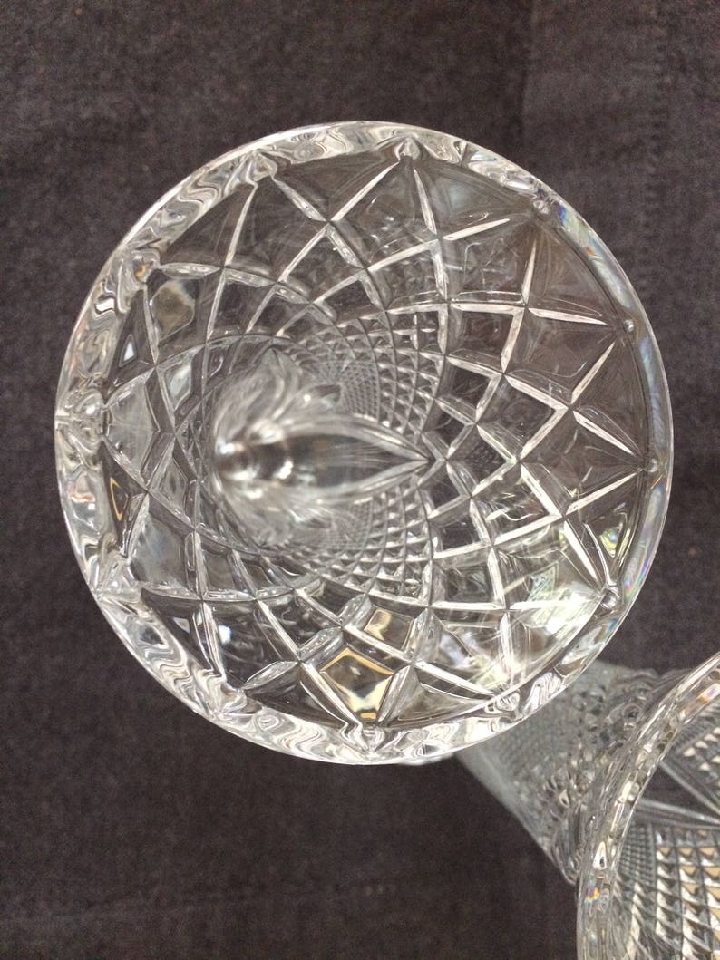 Pair Lead Crystal Cut Glass Vases, 24% Pb0, Made in Bohemia Czech ...