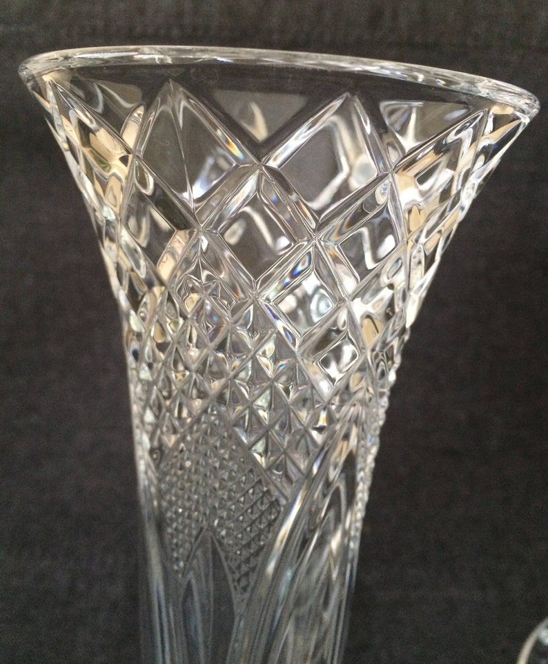 Pair Lead Crystal Cut Glass Vases, 24% Pb0, Made in Bohemia Czech ...