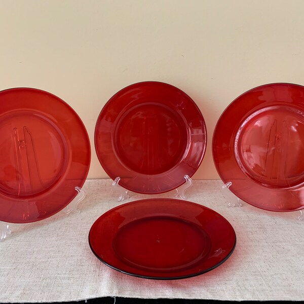 Red Glass Plates - Etsy