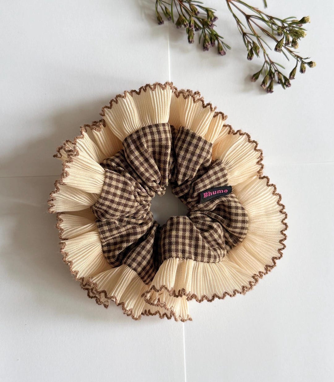 Handmade Pleated Scrunchie: Korean Plaid Fabric - Etsy