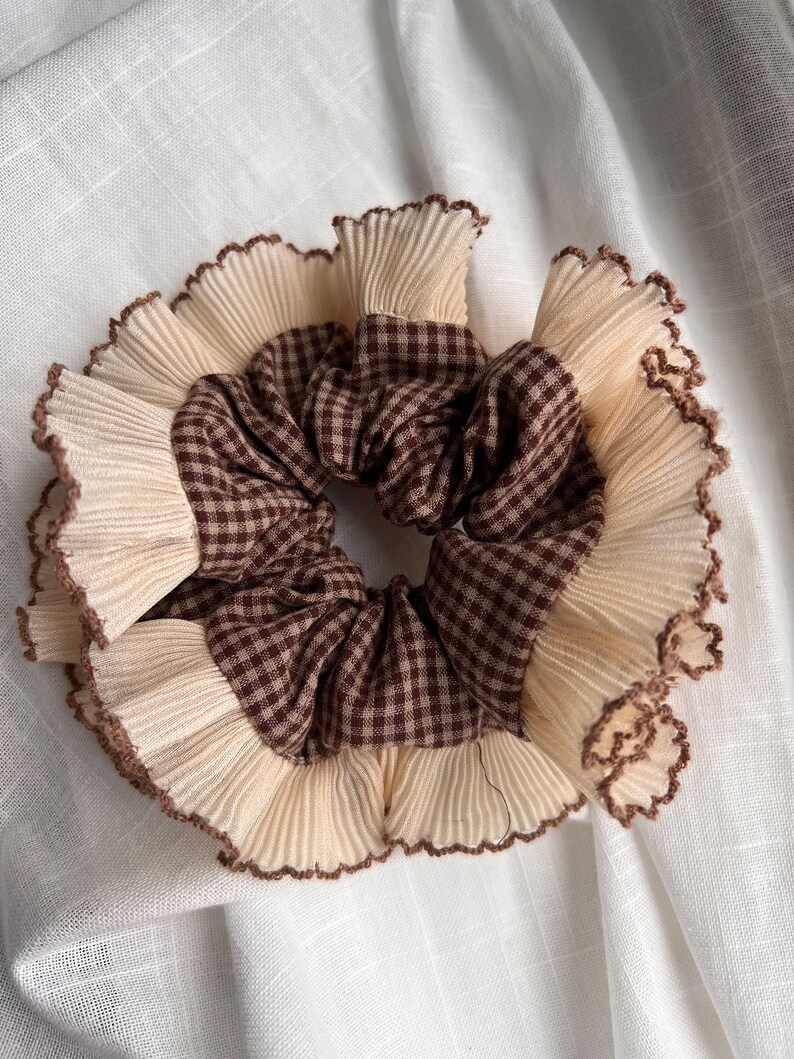 Handmade Pleated Scrunchie: Korean Plaid Fabric - Etsy