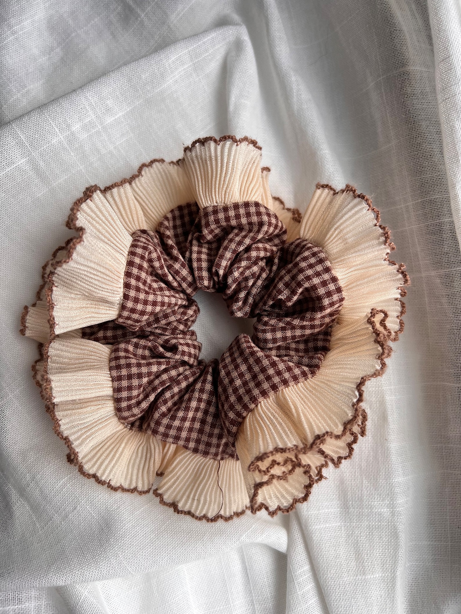 Handmade Pleated Scrunchie: Korean Plaid Fabric - Etsy