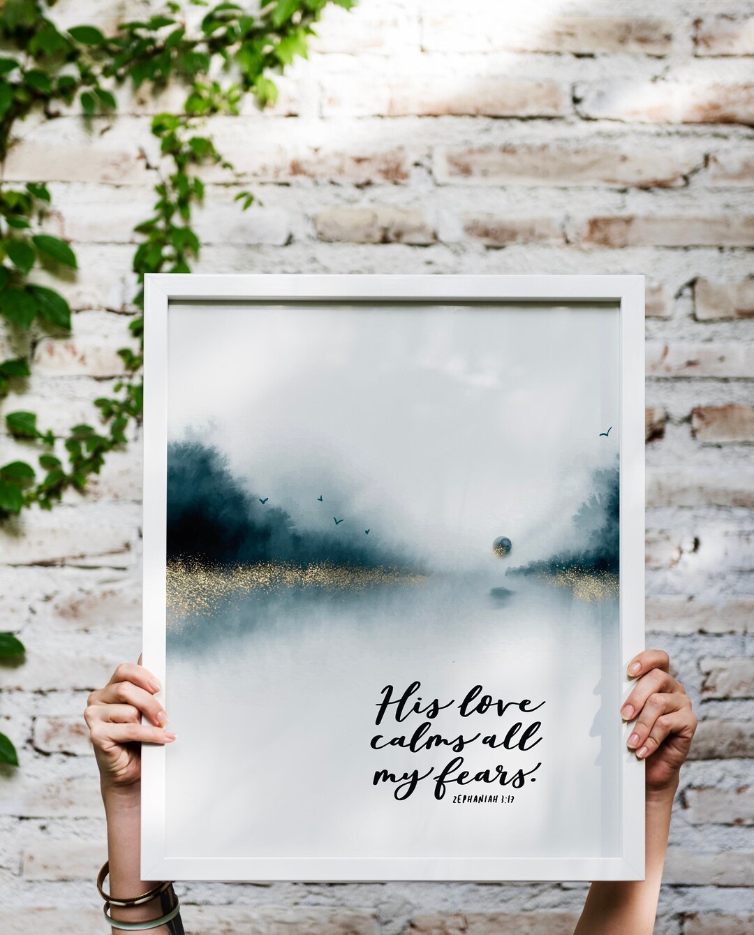 His Love Calms All My Fears Print - Zephaniah 3:17 - Christian Gifts ...
