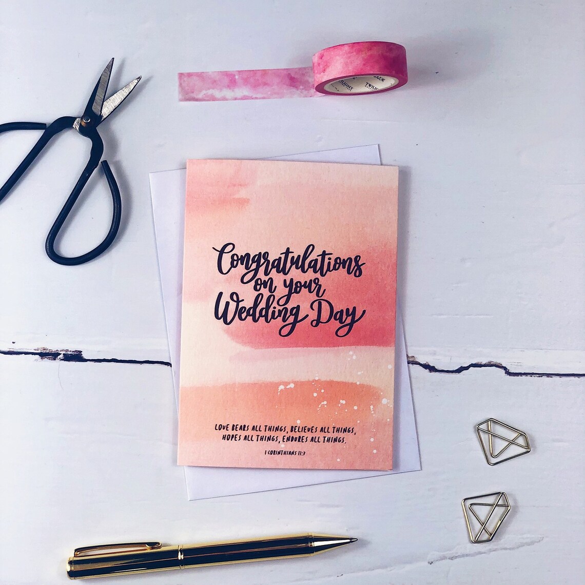 Congratulations On Your Wedding Day Blush Card 1 Corinthians | Etsy