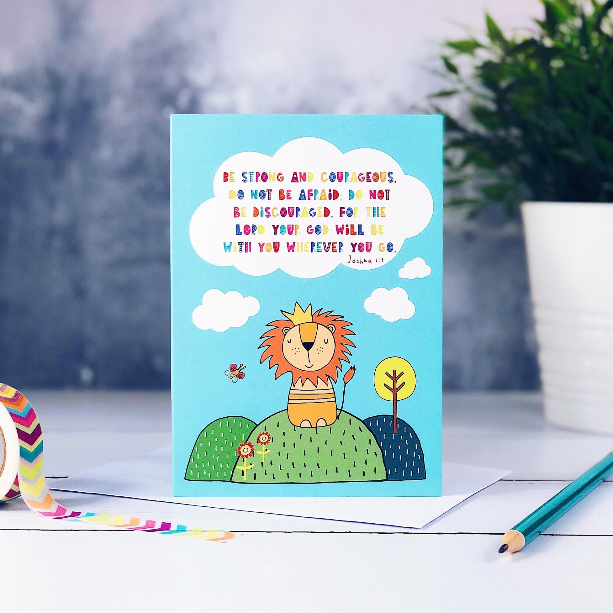 Be Strong And Courageous Bright Card Joshua 1:9 | Etsy