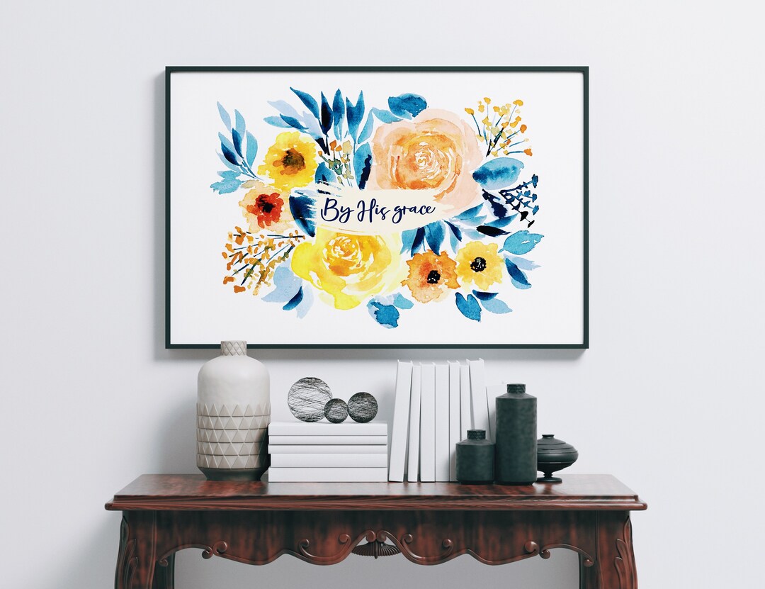 By His Grace Print - Christian Prints - Bible Verse Art - Christian ...