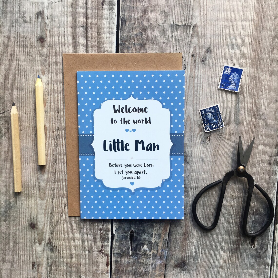 Welcome to the World Little Man Card - Jeremiah 1:5 - Christian Cards ...