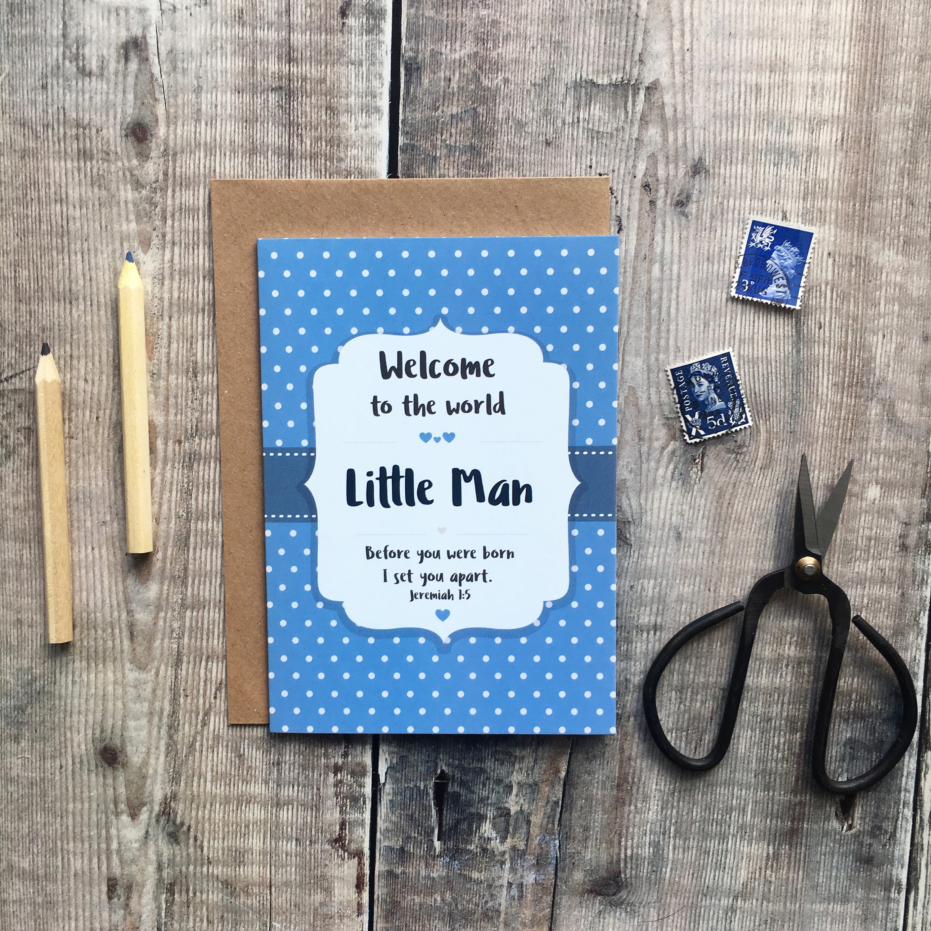 Welcome to the World Little Man Card - Jeremiah 1:5 - Christian Cards ...