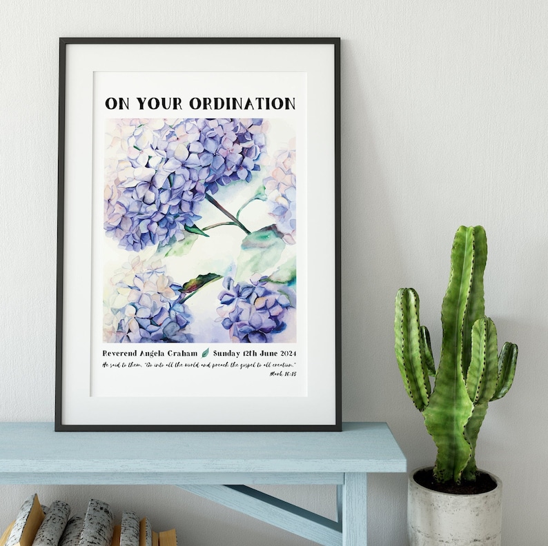 Personalised Ordination Flowers Print - Ordination Gift - Personalised ...