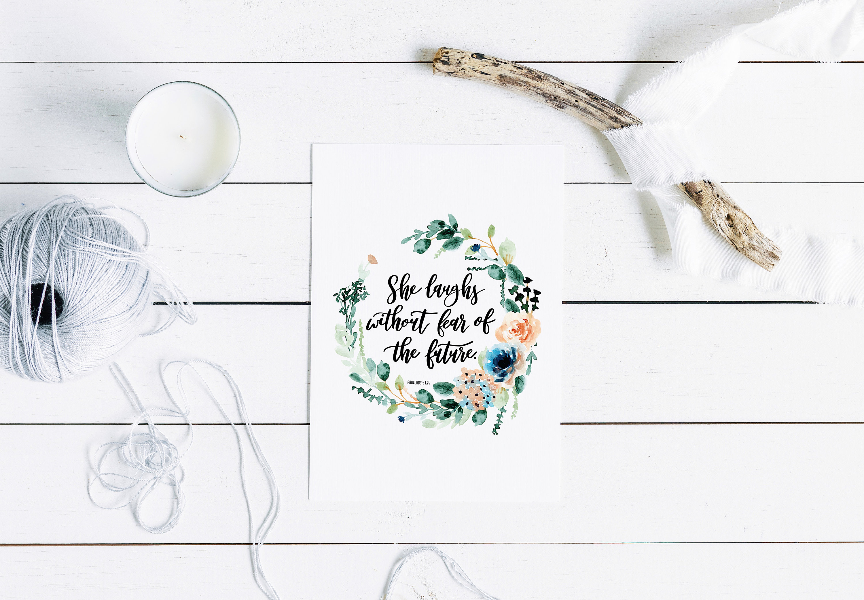 She Laughs Without Fear of the Future Print Proverbs 31:25 | Etsy