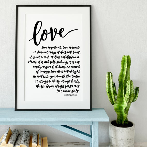 Love is Patient Calligraphy Print 1 Corinthians 13:4-8 | Etsy UK