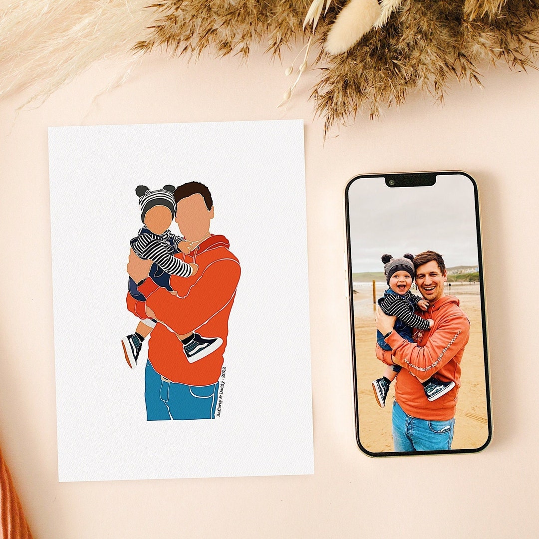 Father's Day Portrait - Family Portrait Print - Illustration - Wall Art ...