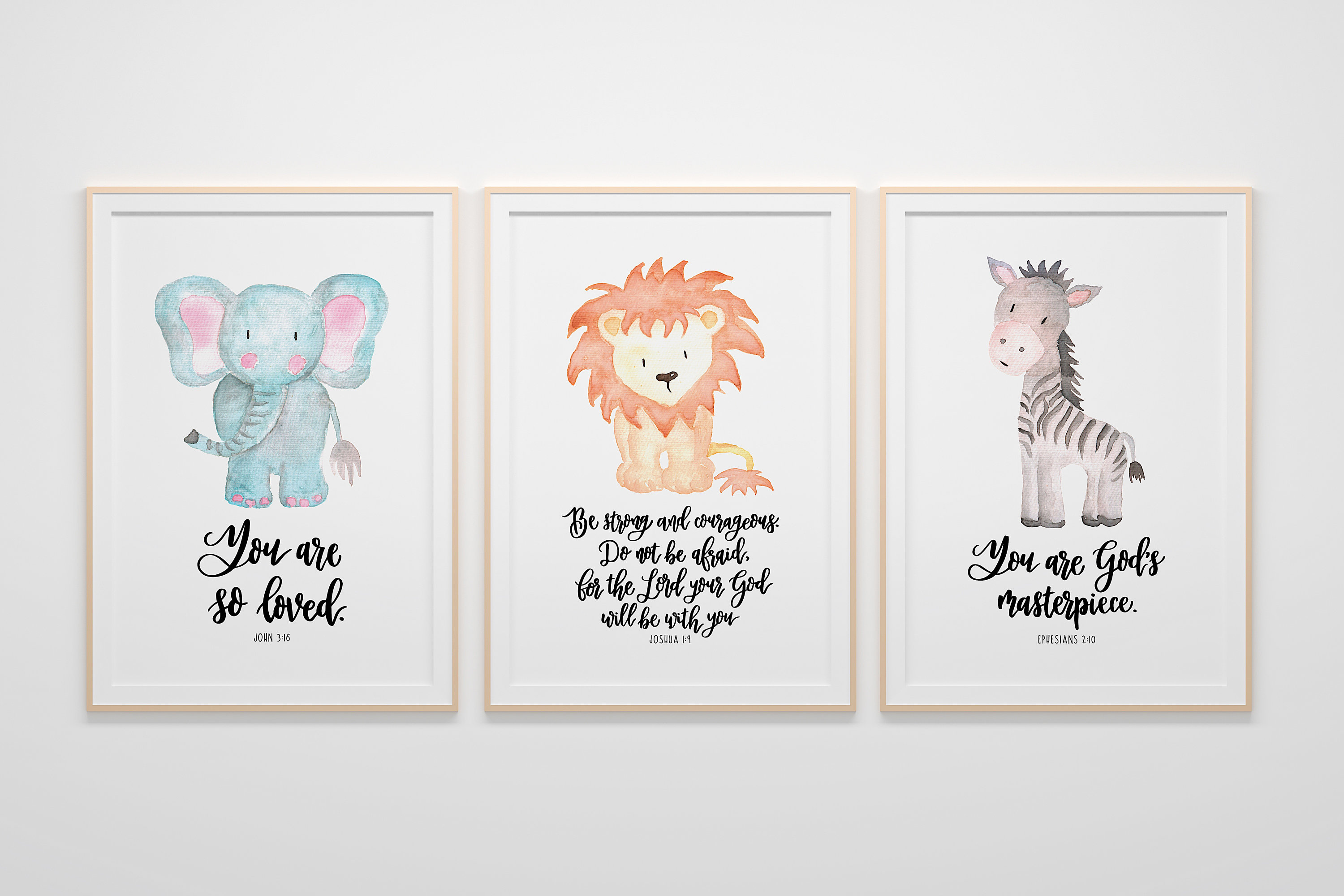 Bible Verse Nursery Zoo Print Set of 3 - Christian Gift - New Baby ...