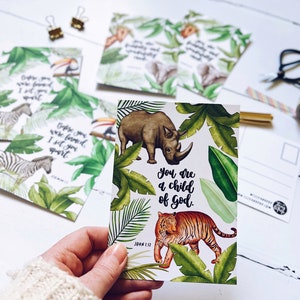 Set of 6 Jungle Bible Verse Kids Postcards - Christian Cards ...