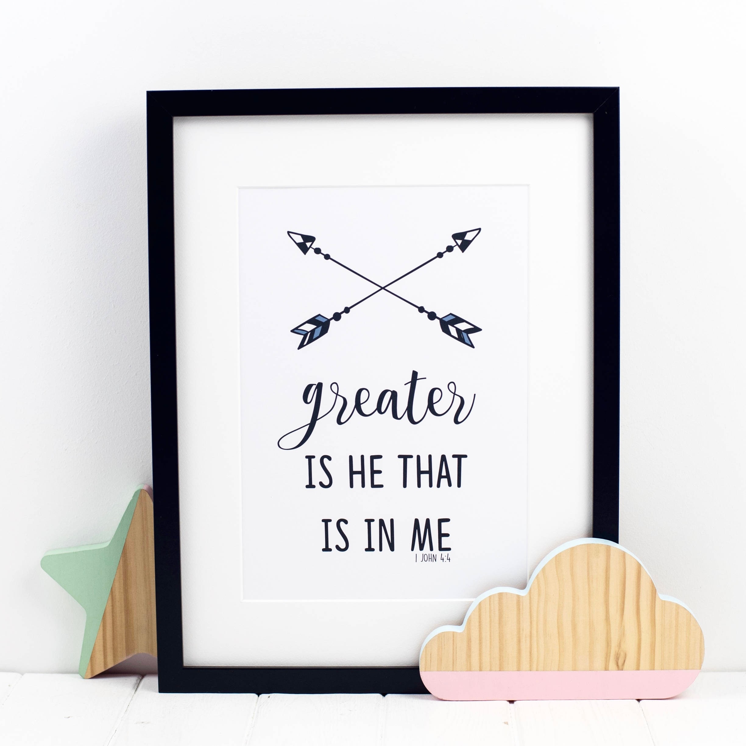 Greater is He That is in Me Print - 1 John 4:4 - Nursery Art - Wall Art ...