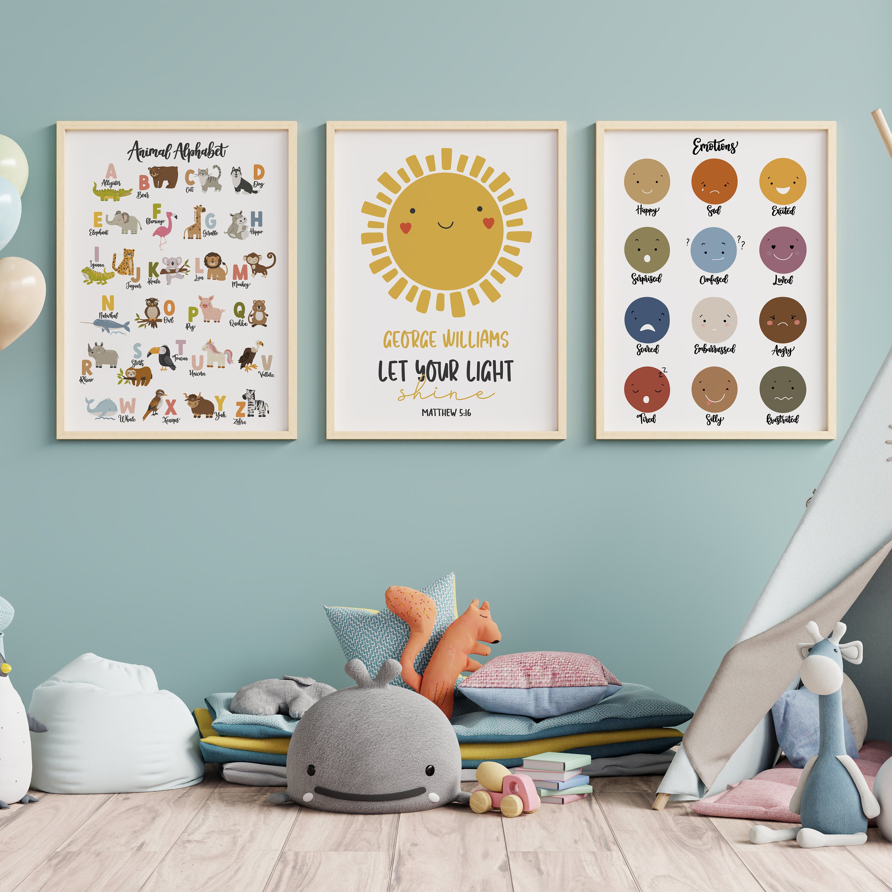 Set of 3 Personalised Preschool Print Set - Home Decor - Nursery Art ...