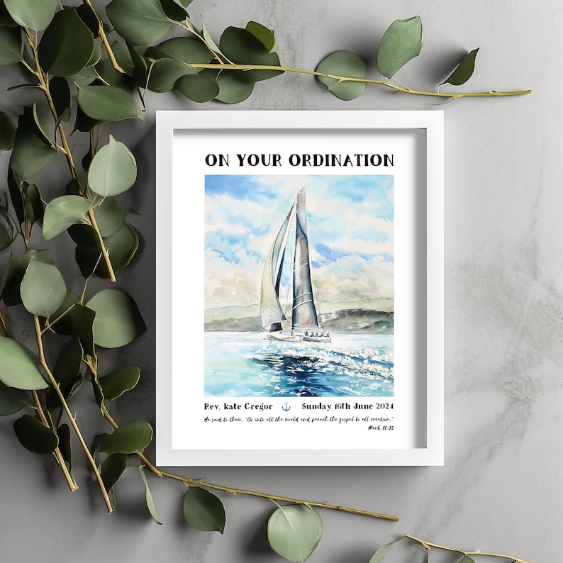 Personalised Ordination Sail Print - Ordination Gift - Personalised ...