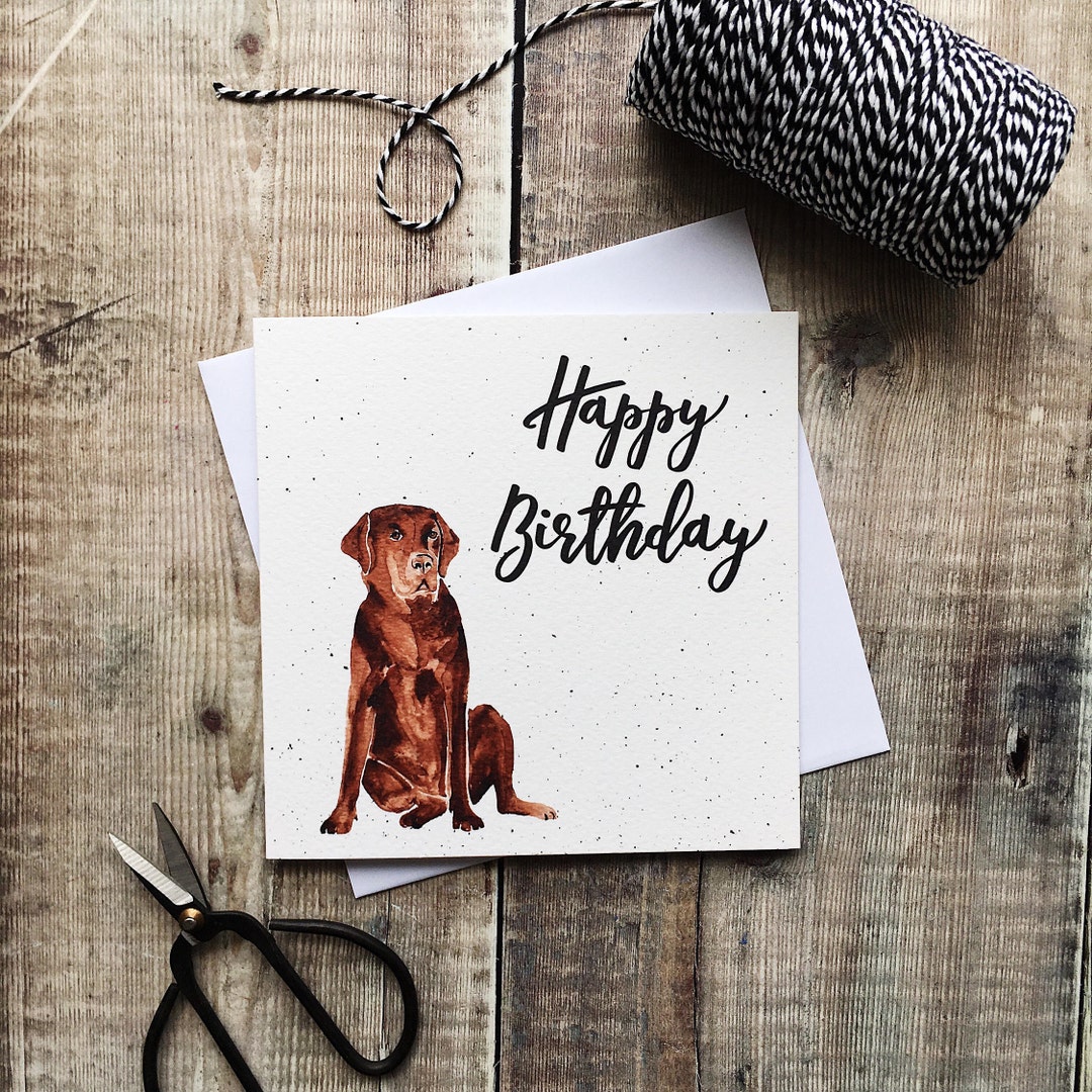 Happy Birthday Labrador Card - Dog Card - Chocolate Labrador - Etsy