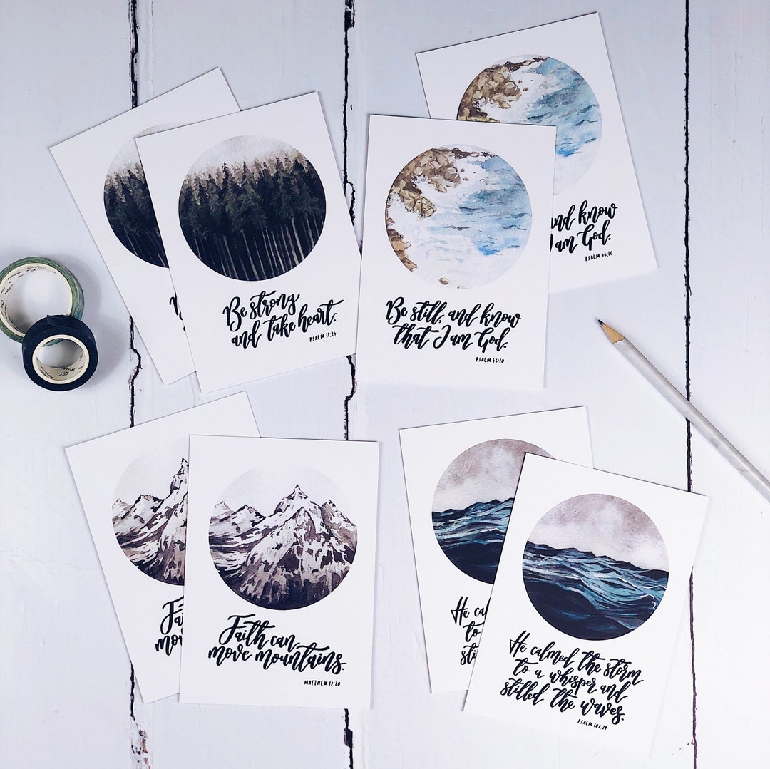 Set of 8 Watercolour Faith Postcards - Christian Cards - Christian ...