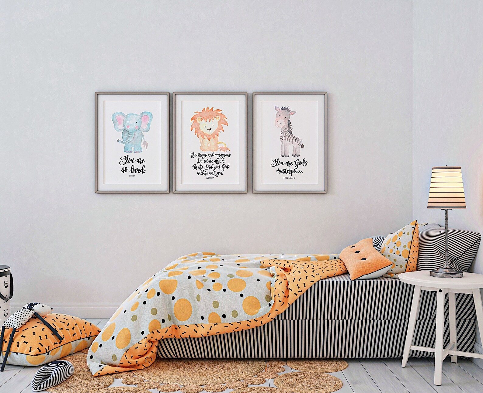 Bible Verse Nursery Zoo Print Set of 3 - Christian Gift - New Baby ...