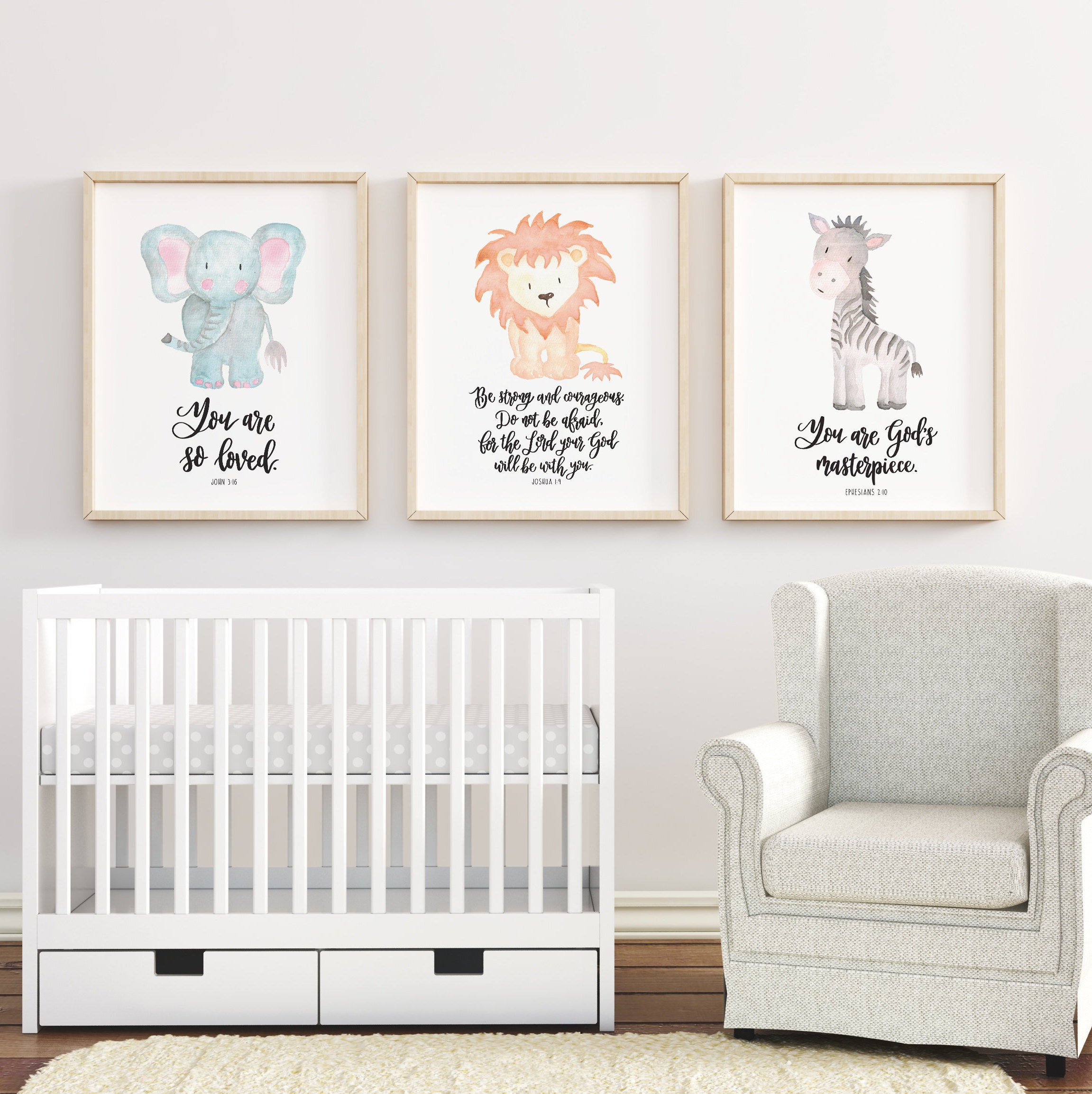 Bible Verse Nursery Zoo Print Set of 3 | Etsy