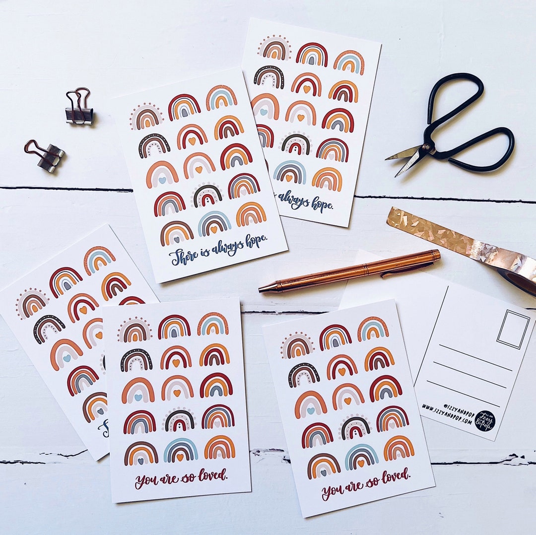Set of 6 Hope and Love Rainbow Postcards - Etsy