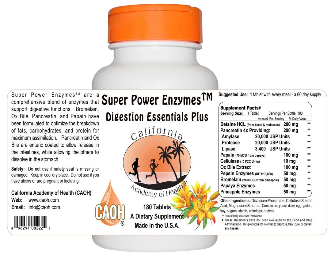 Super Power Enzymes 180 Tablets - Etsy