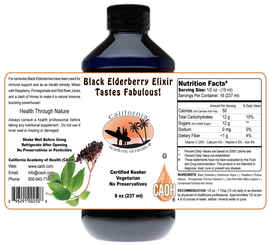 Black Elderberry Elixir 8 Oz - Etsy