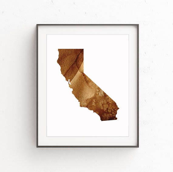 California State Print Watercolor Print - Home Decor - Home Office ...
