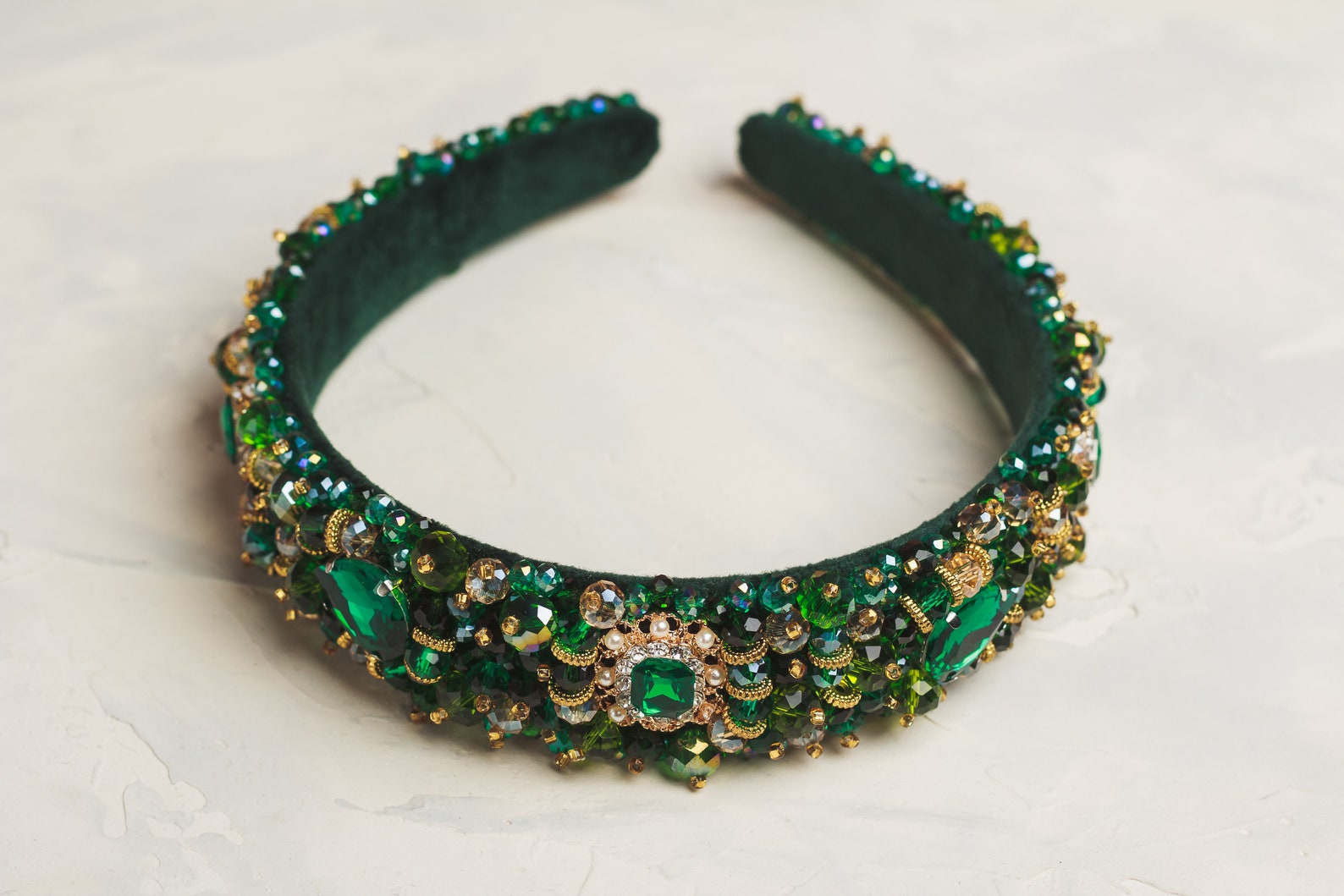 Diadema joyada Tiara esmeralda Diadema con cuentas para mujer - Etsy España
