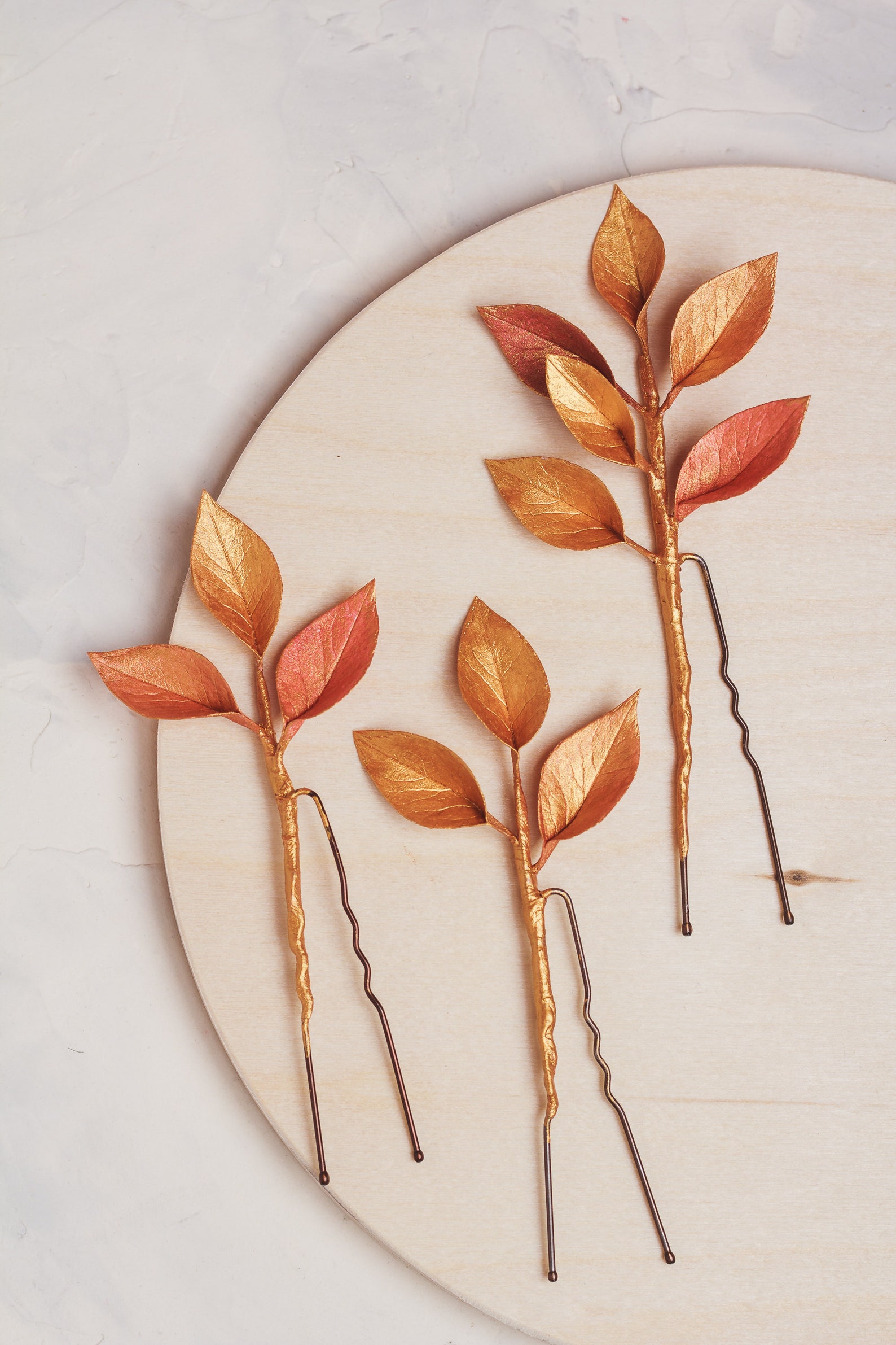 Gold Leaf Hair Pins Set Bridal Hair Piece Fall Wedding Hair | Etsy