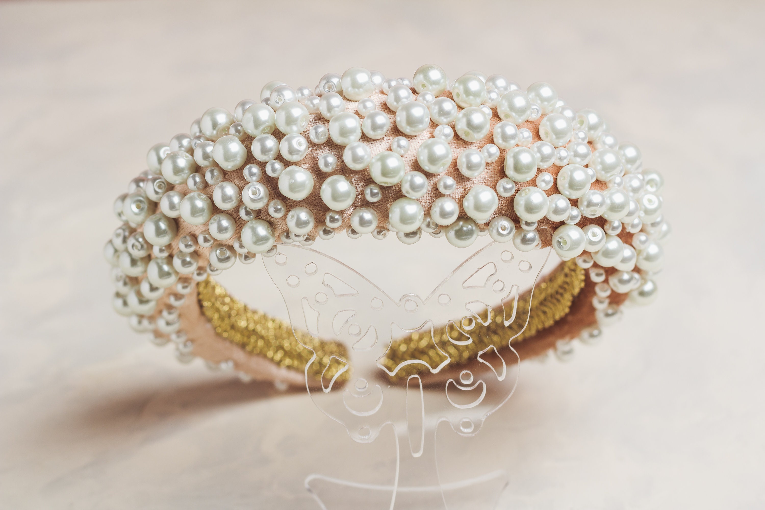 Pearl Velvet Headband Embellished Headpiece Wedding Hair Etsy