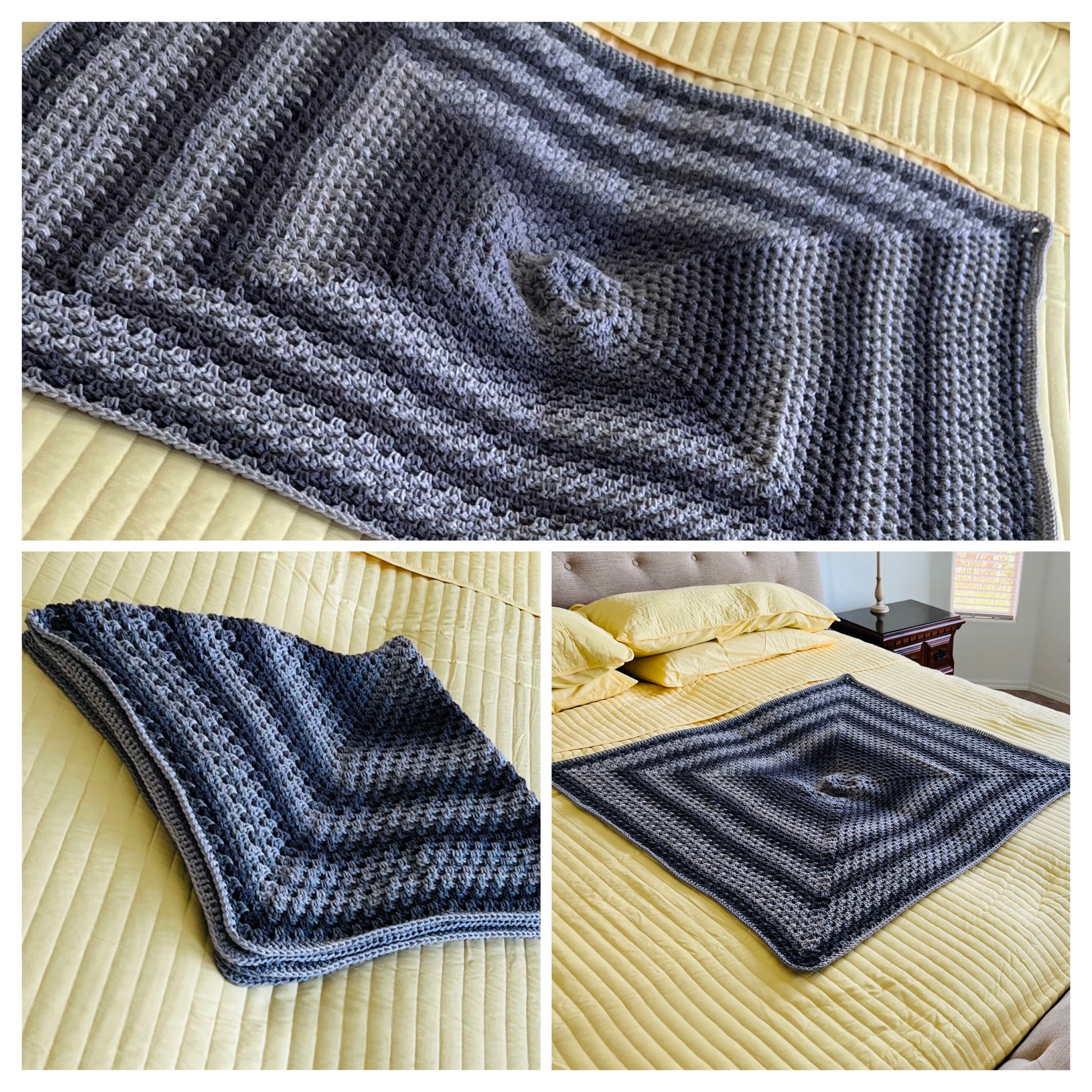 Gray Ombré Crochet Afghan Blanket Throw - Etsy
