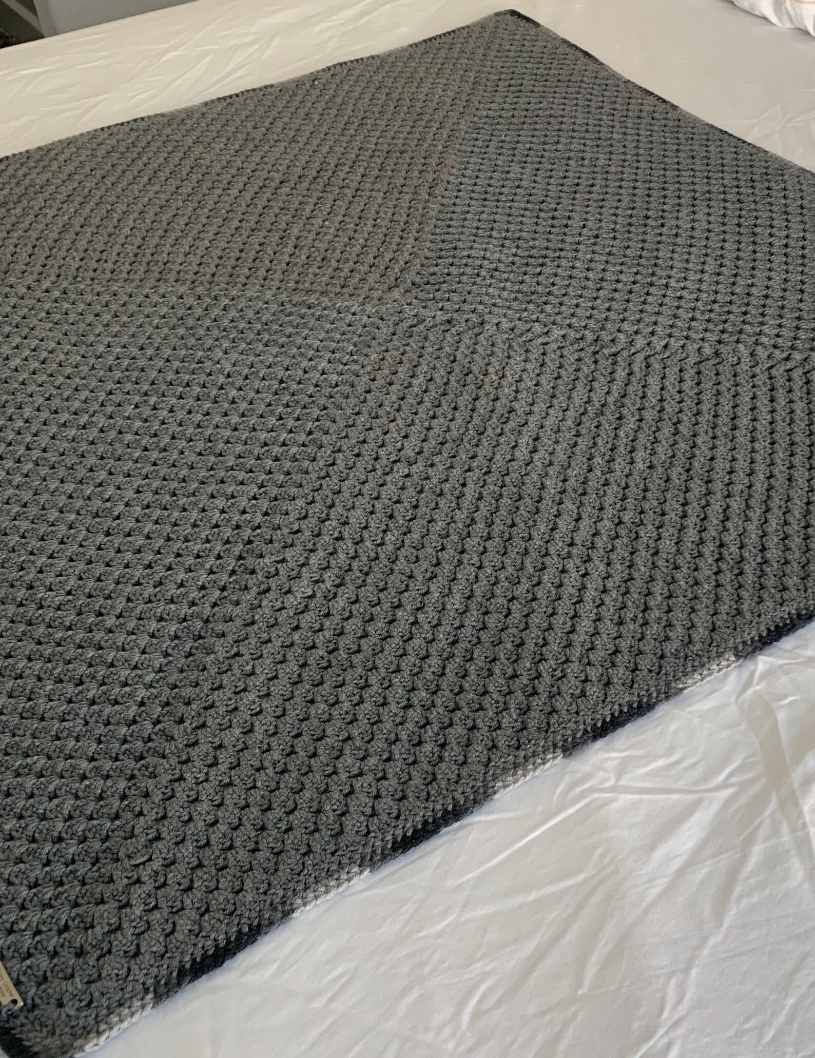 Gray & Black Crochet Afghan Blanket Throw - Etsy